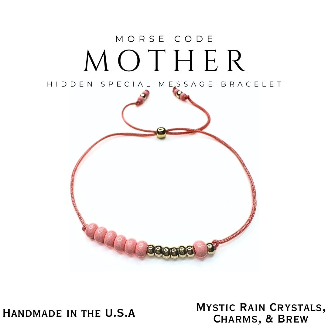 Mother Morse Code Czech Beaded Bracelet, Mom Jewlery, Gift for Her ...