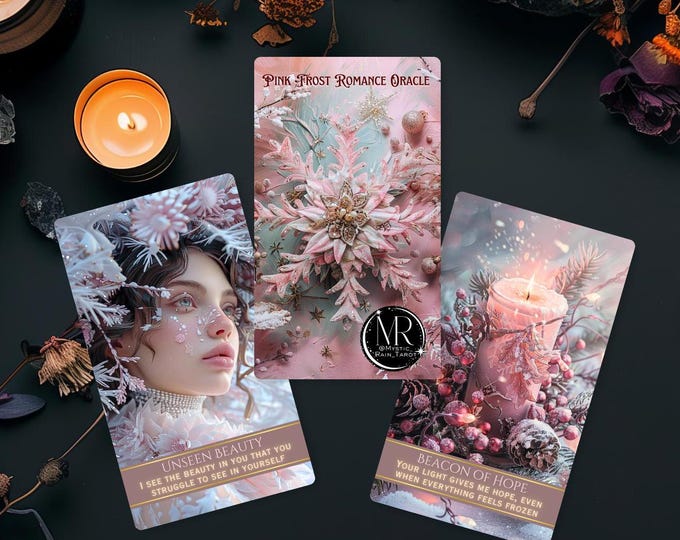 NEW Pink Frost Romance Oracle Cards, Christmas Oracle Deck Unique ...