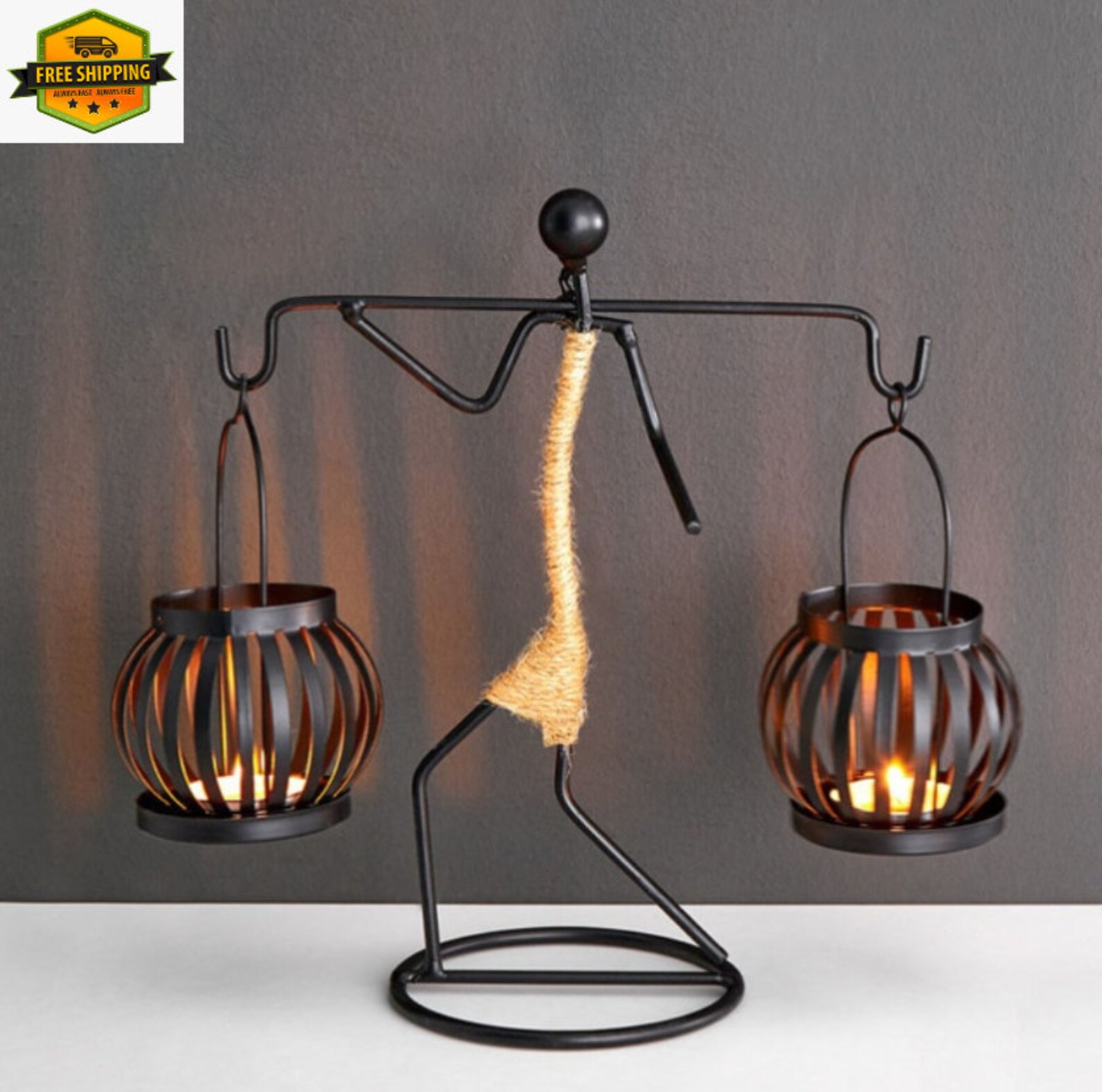 Nordic Metal Candlestick Iron Men Design, Abstract Candle Holder, Home ...