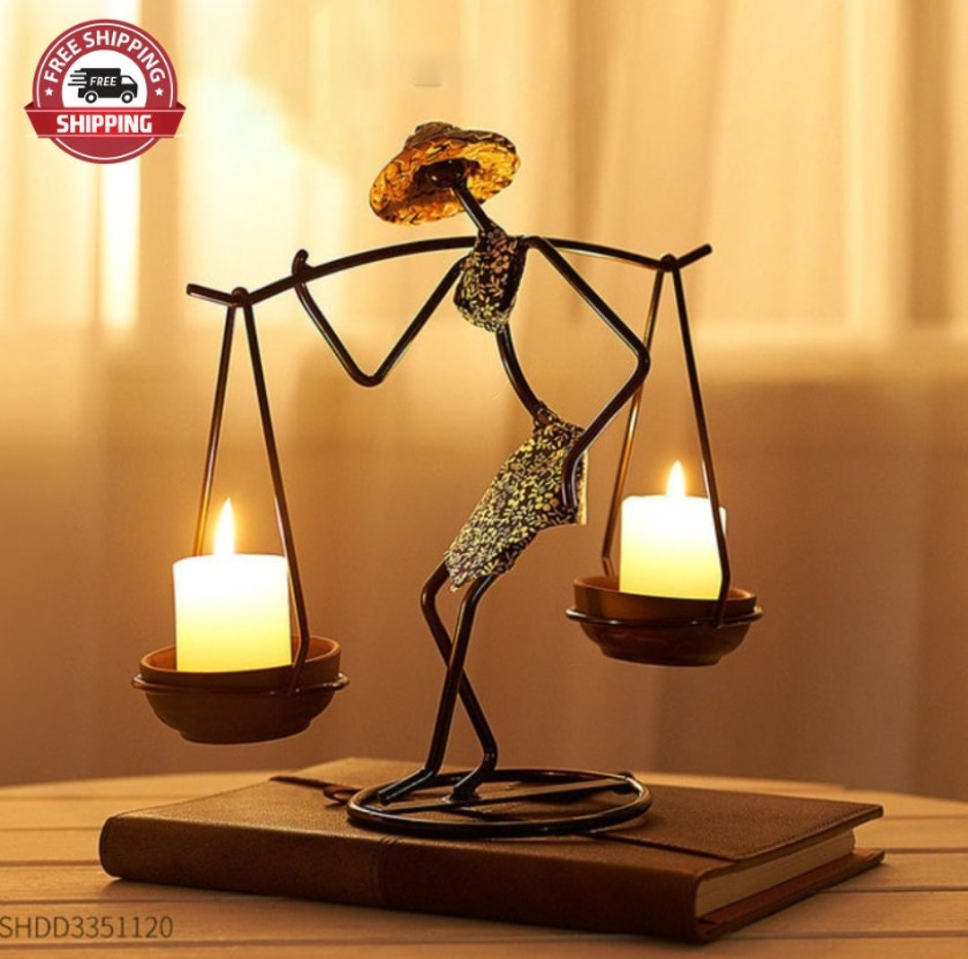 Nordic Metal Candlestick Iron Men Design, Abstract Candle Holder, Home ...