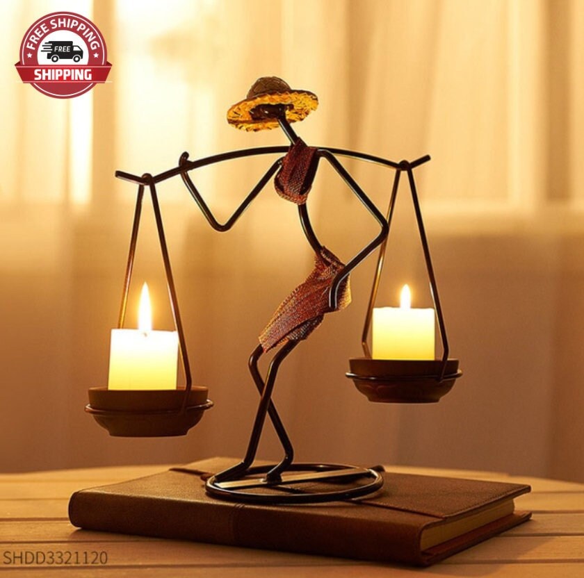 Nordic Metal Candlestick Iron Men Design, Abstract Candle Holder, Home ...