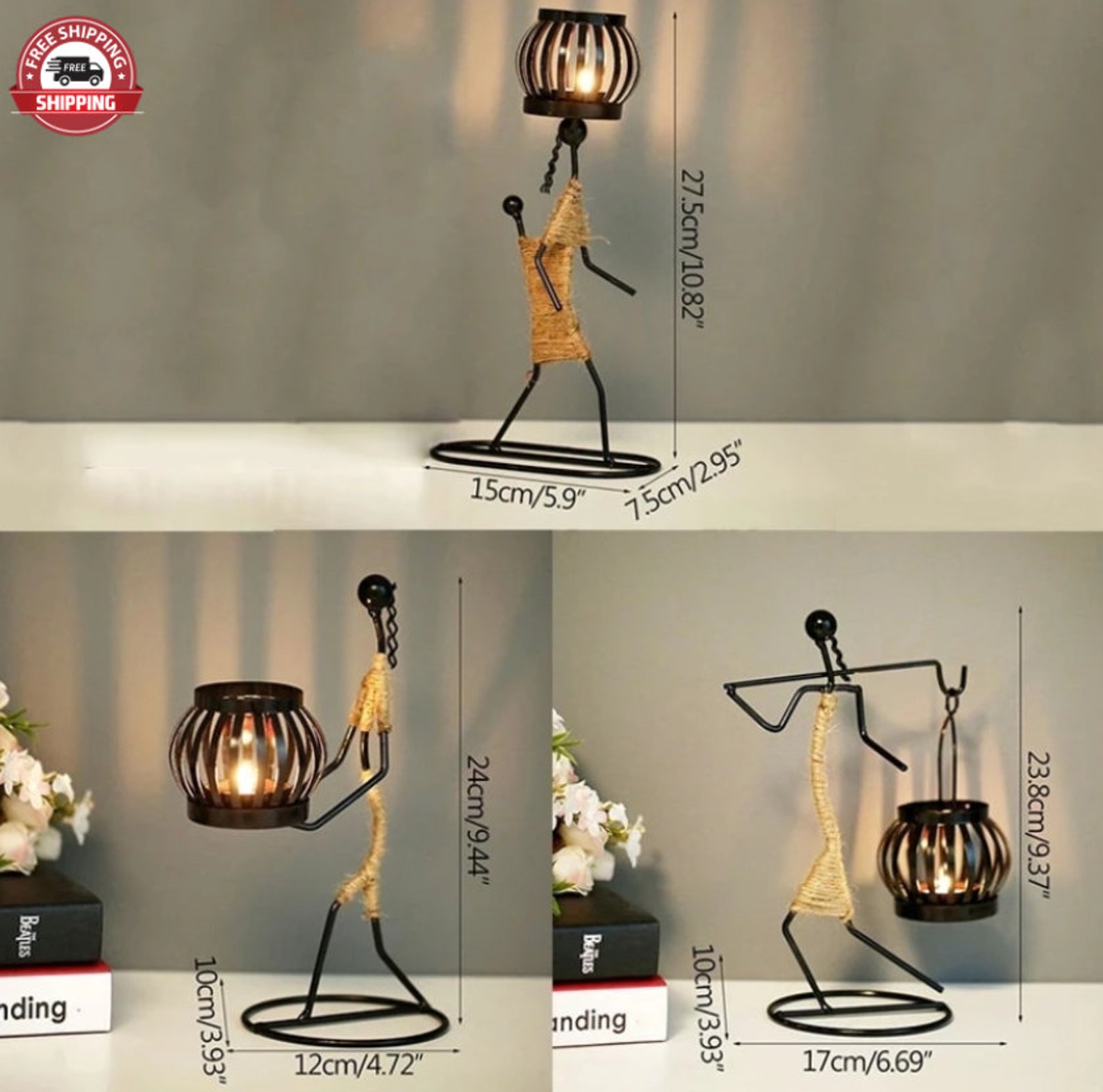 Nordic Metal Candlestick Iron Men Design, Abstract Candle Holder, Home ...