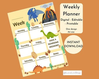 Dinosaur Weekly Planner - Etsy
