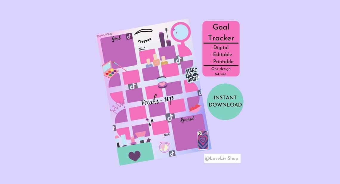 Tiktok Make up Reward Chart, Printable Reward Chart, Digital Reward ...