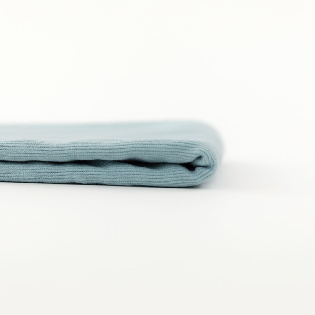 Tourmaline Blue Ribbed Knit Fabric: Cotton Spandex Blend - Etsy