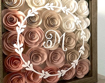 Solid Heart Flower Box Paper Rose Shadow Box Customized - Etsy