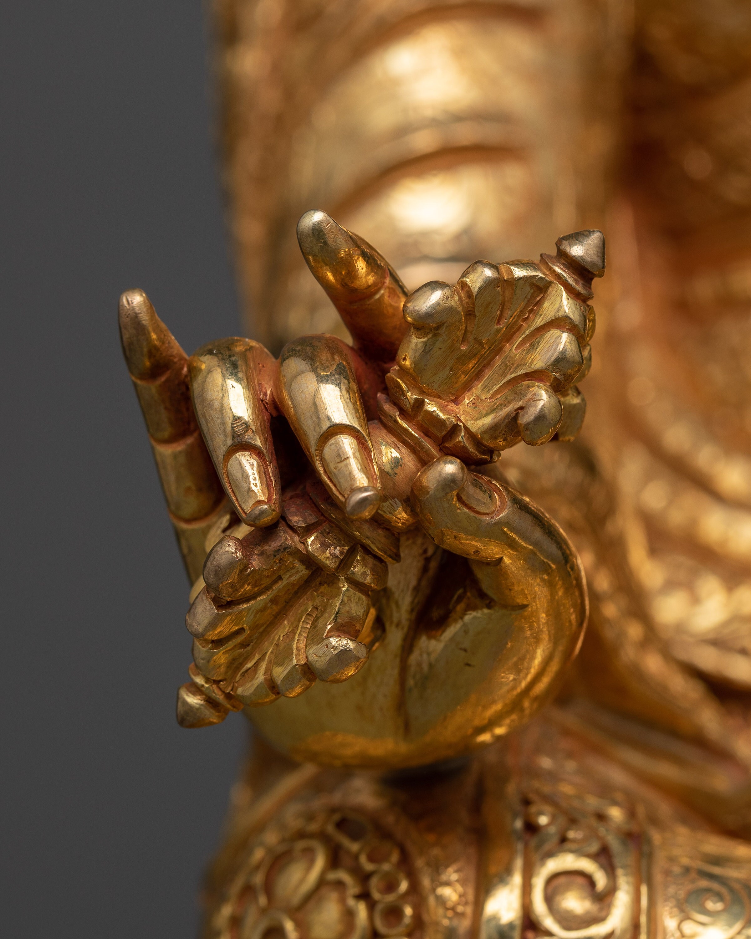 Guru Padmasambhava Statue in 24K Gold Gilded Copper - Tibetan Tantric ...