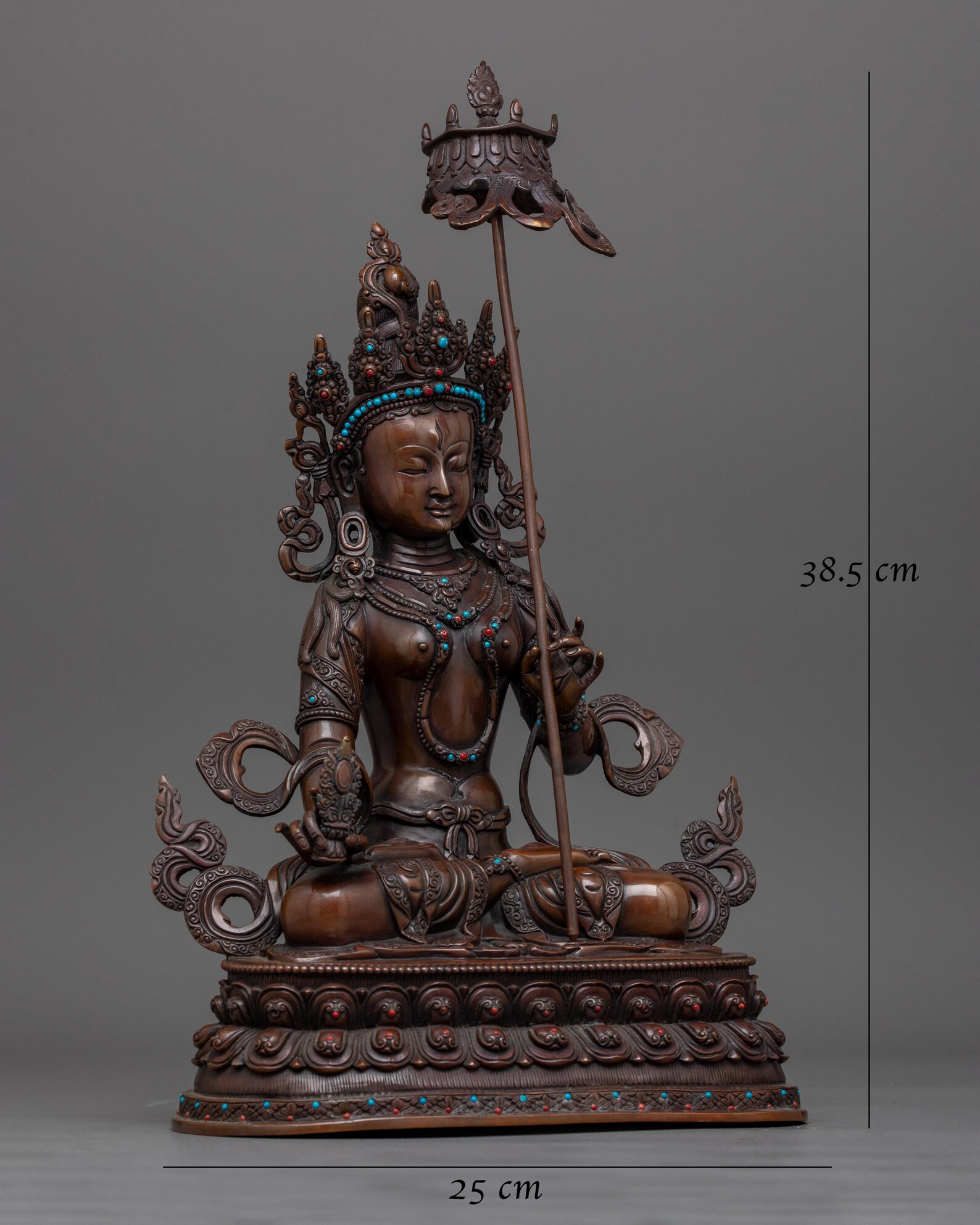 Darken Oxidized Dukar Statue Seated on Double Petal Lotus Seat ...
