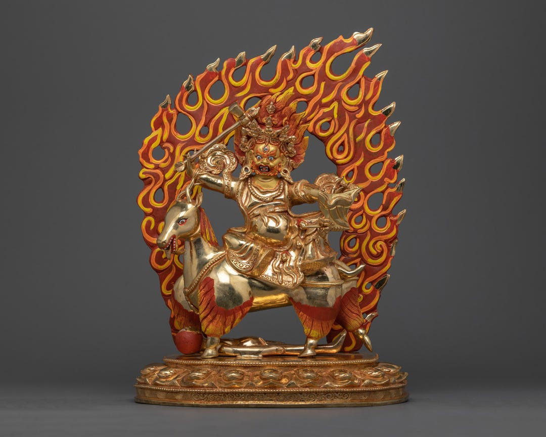 Garwa Nagpo Damchen Statue | Wrathful Protector of the Dharma | Tibetan ...