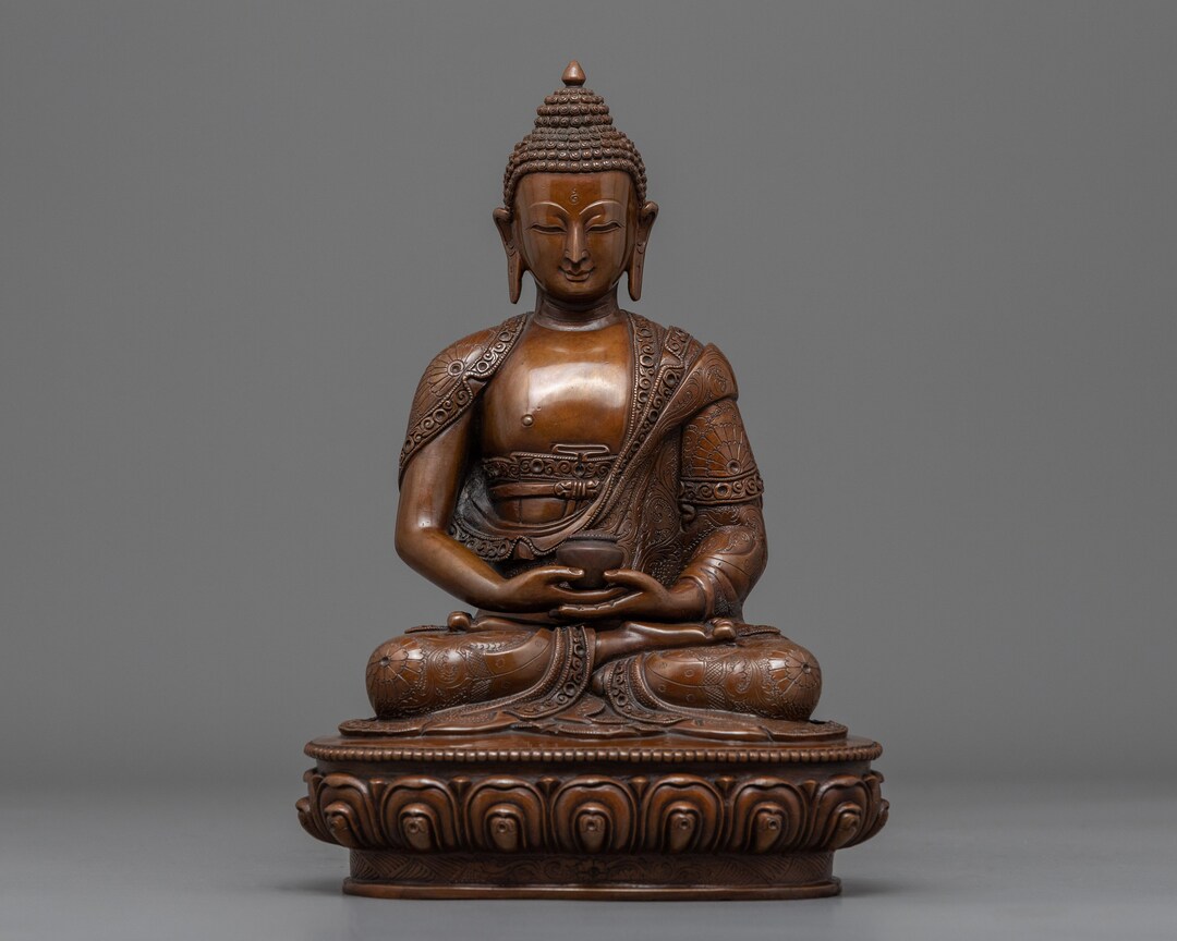 Amitabha Buddha Copper Handmade Statue | Hand-carved Sculpture of ...