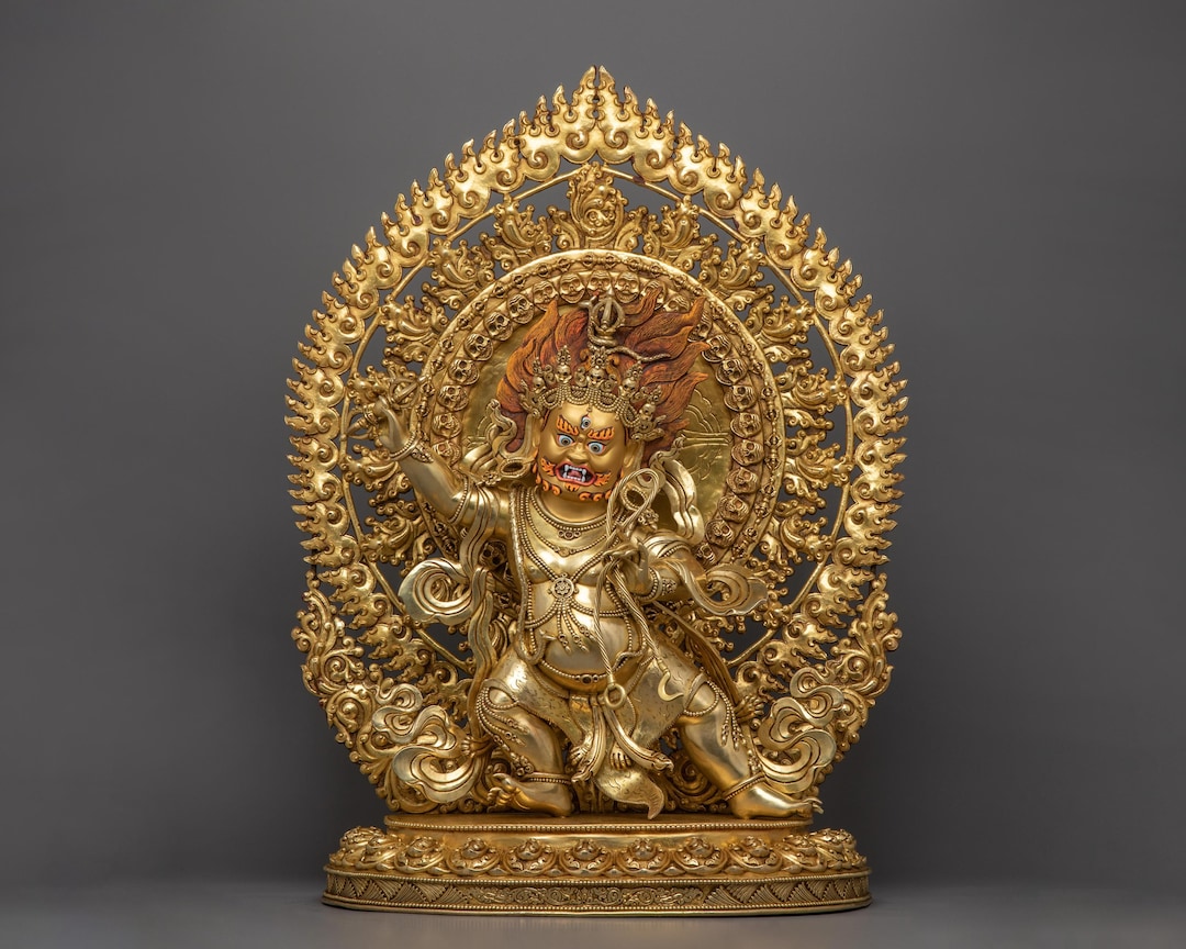 Handmade Vajrapani With Beautiful Throne 24k Gold Gilded Statue for ...