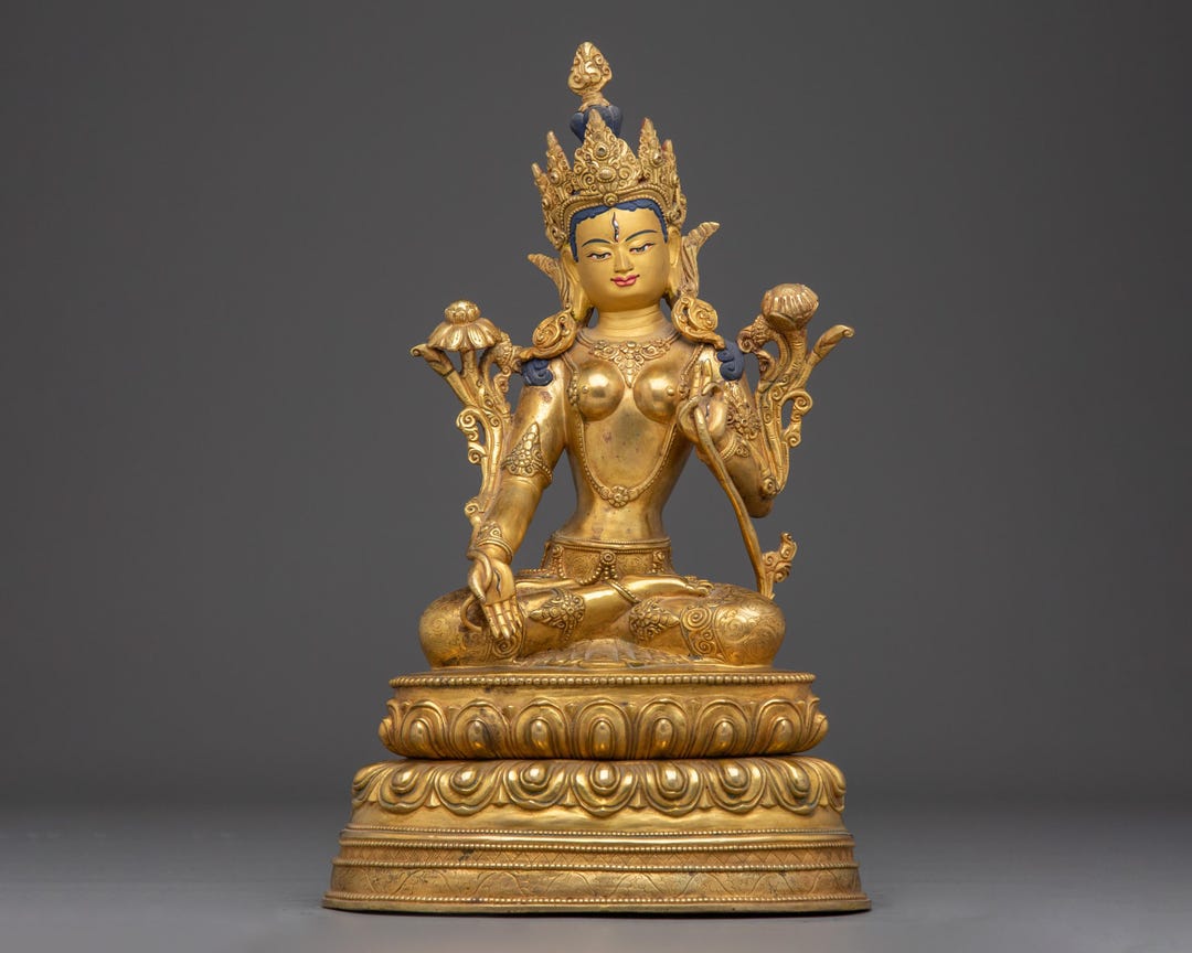 Golden Longevity Goddess Sita Tara Handmade Copper Statue With 24K Gold ...