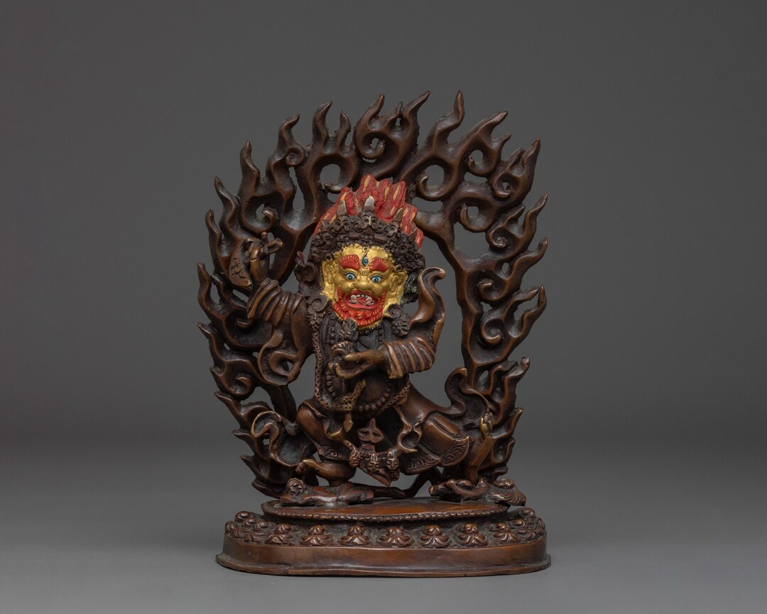 Handmade Wrathful Deity Mahakala Bernagchen | Oxidized Copper Statue ...