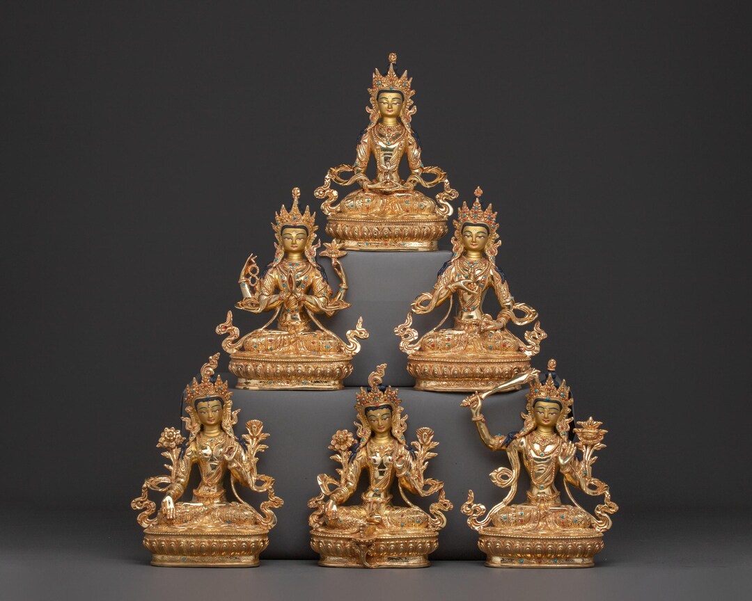 Six Bodhisattva Sacred Statue Set - Handcrafted Resin Figures ...