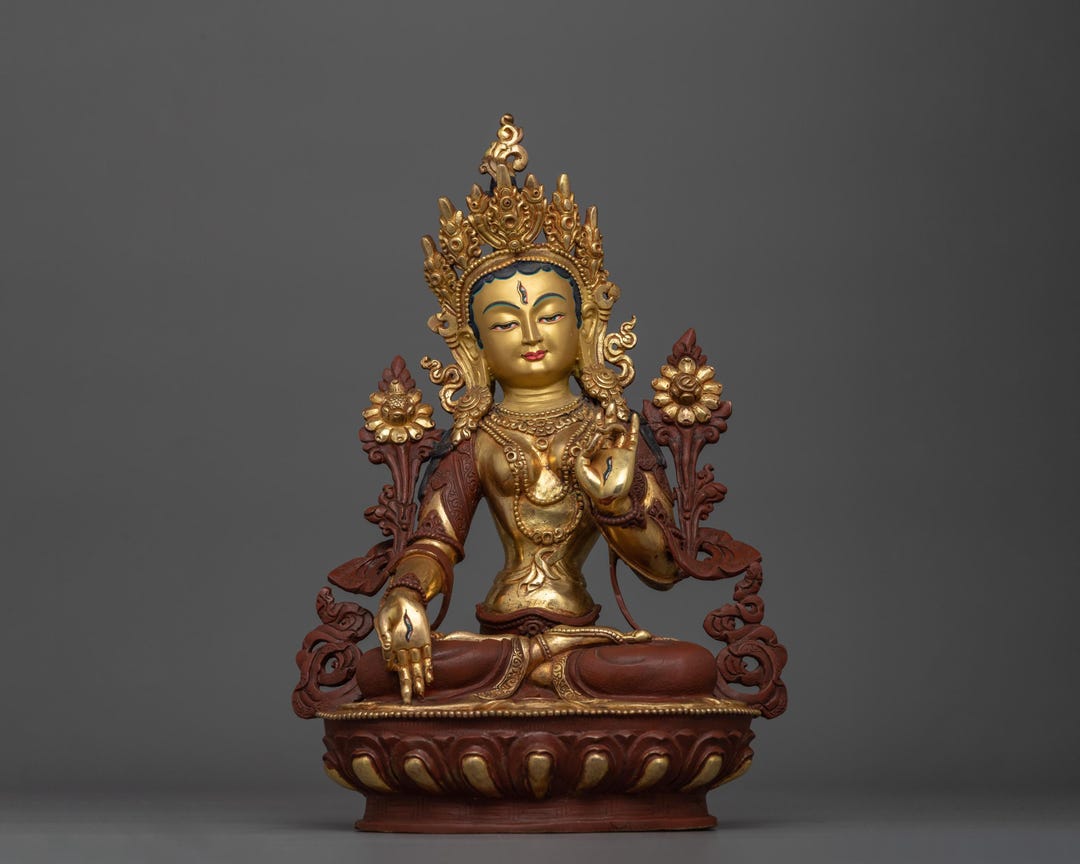 White Tara Statue "seven Eyes Deity Dolma Karpo" | 24k Gold Gilded ...