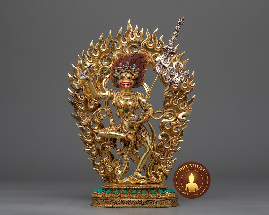 24k Gold Gilded Dakini Simhamukha Statue copper, Acrylic, Sterling ...