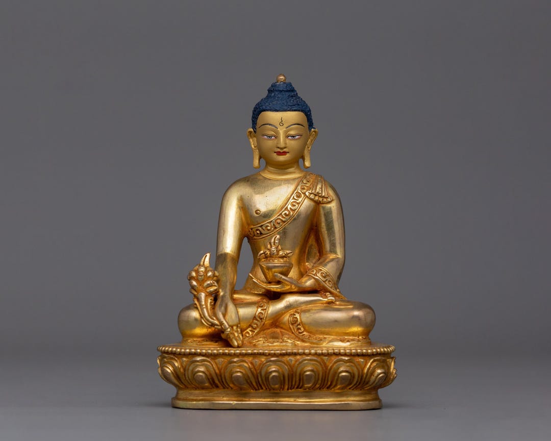 Dhyani Buddha of Healing Artwork | Handcrafted 24K Gold Gilded Statue ...