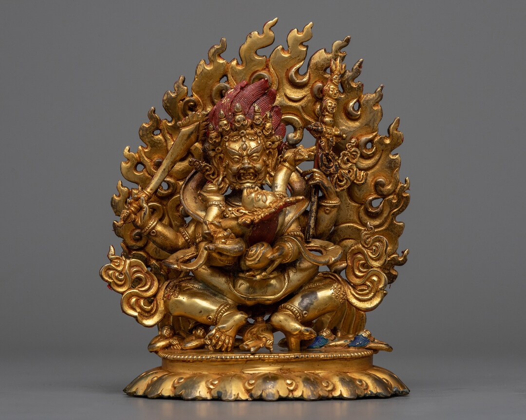 Antique-finished Four-armed Mahakala: A Symbol of Protective Strength ...