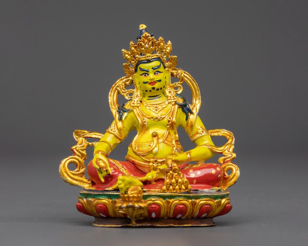 Dzambhala With Mongoose Figurine | 2.6 Inches Gold Electroplated Statue ...