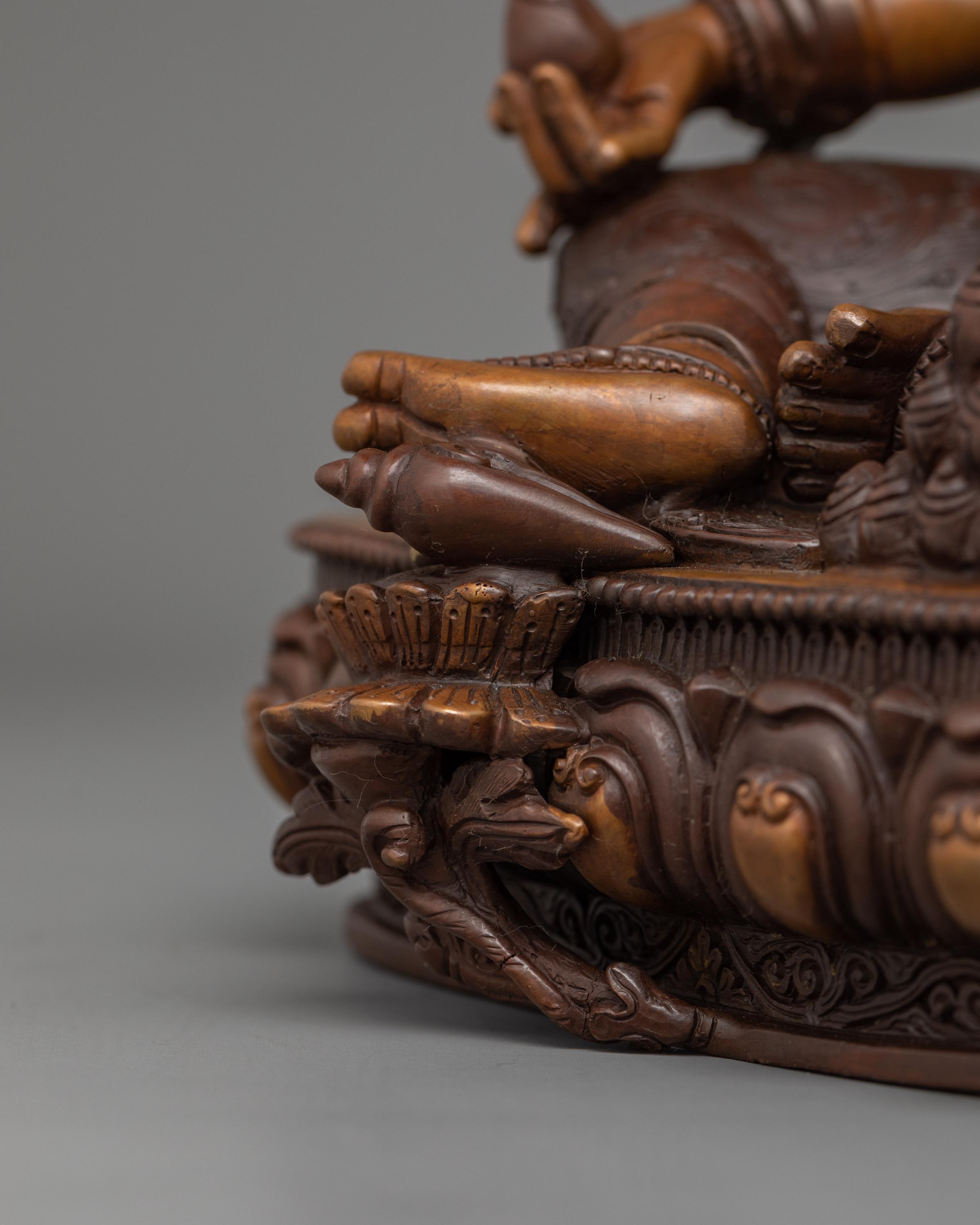 Handicraft Dzambhala Statue With Mongoose | Oxidized Copper Buddhist ...