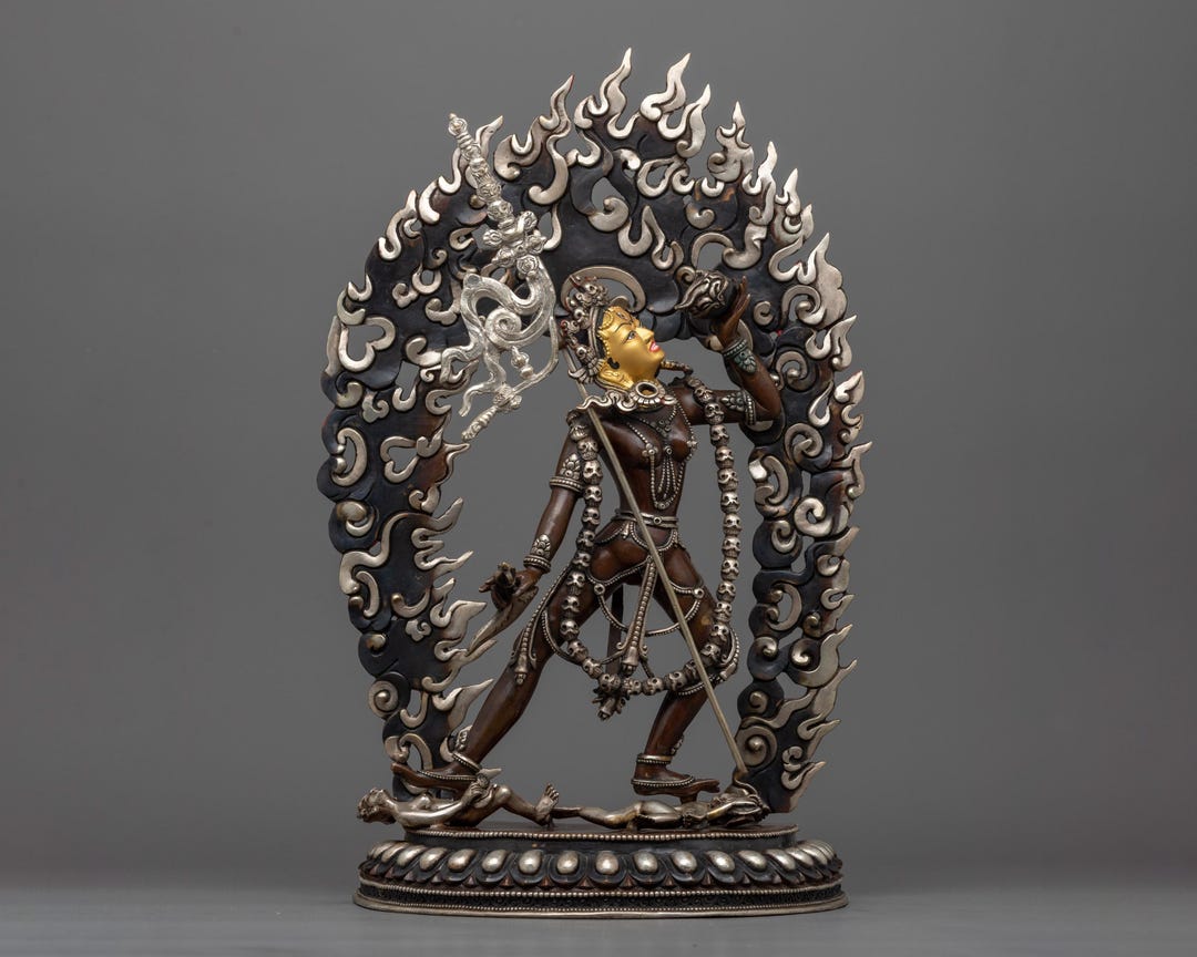 Sarva Buddha Dakini Vajrayogini Oxidized Copper Statue With 24K Gold ...