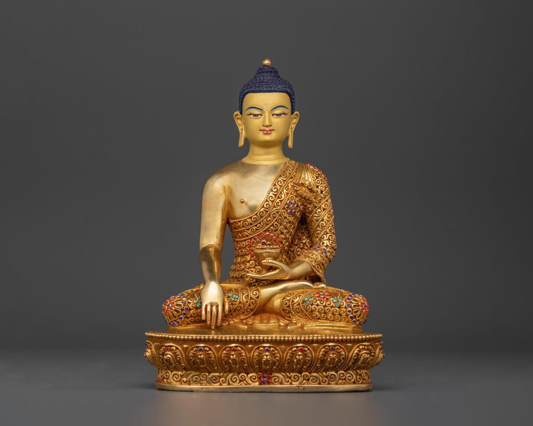 Shakyamuni Buddha Founder of Buddhism Statue | Traditional 24K Gold ...