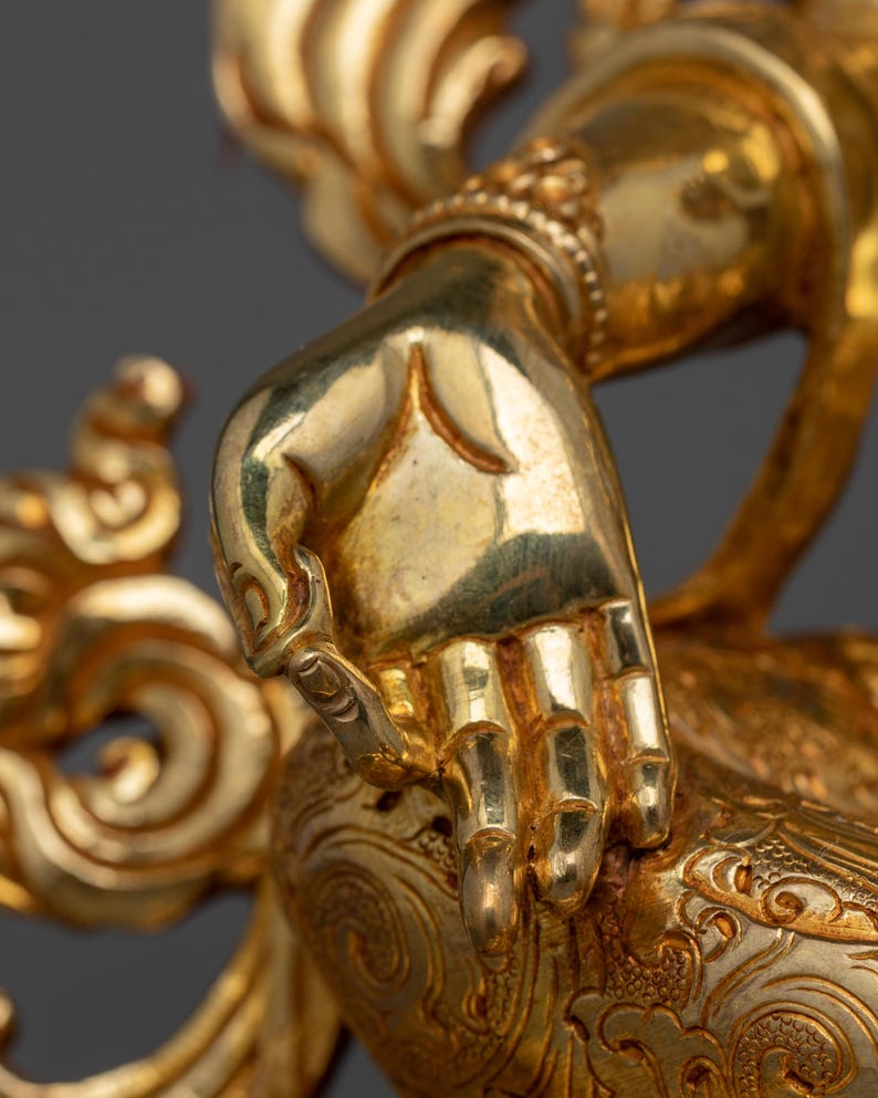 Jetsun Dolma Green Tara Bodhisattva Statue in 24K Gold Gilded Copper ...