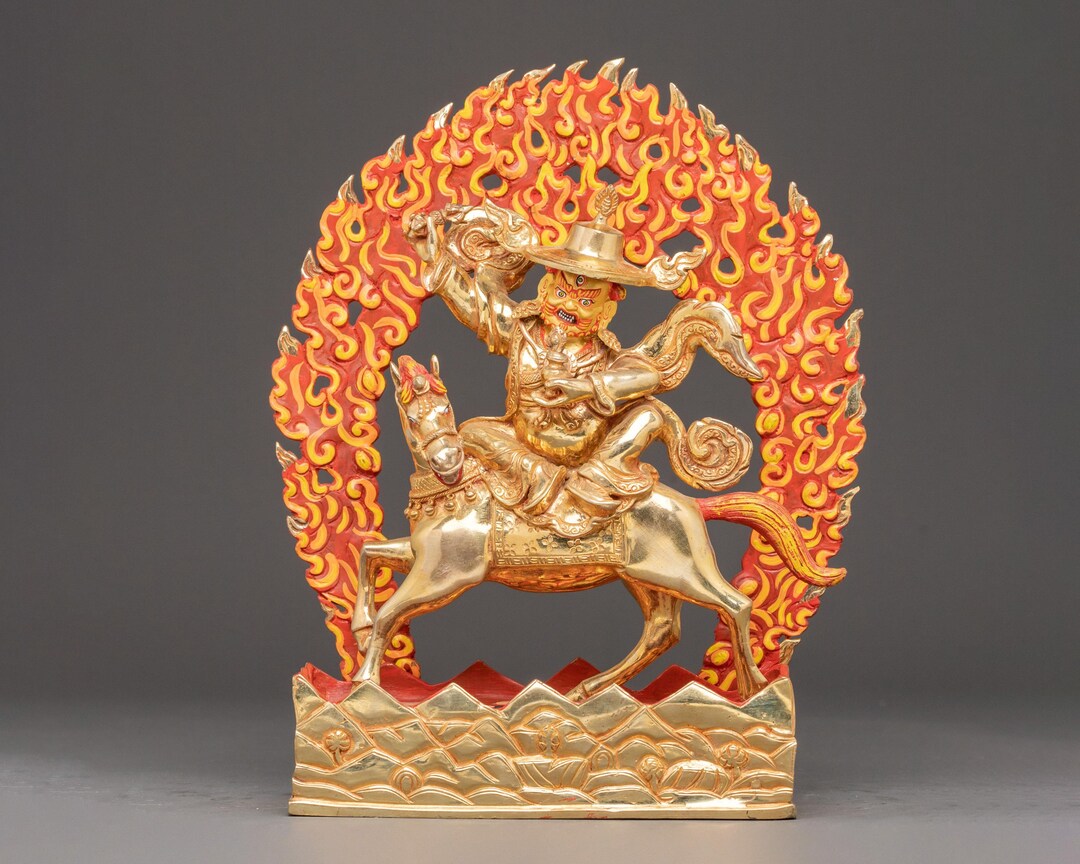Handcrafted Pehar Gyalpo Statue | 24K Gold Gilded Copper Craft, Altars ...