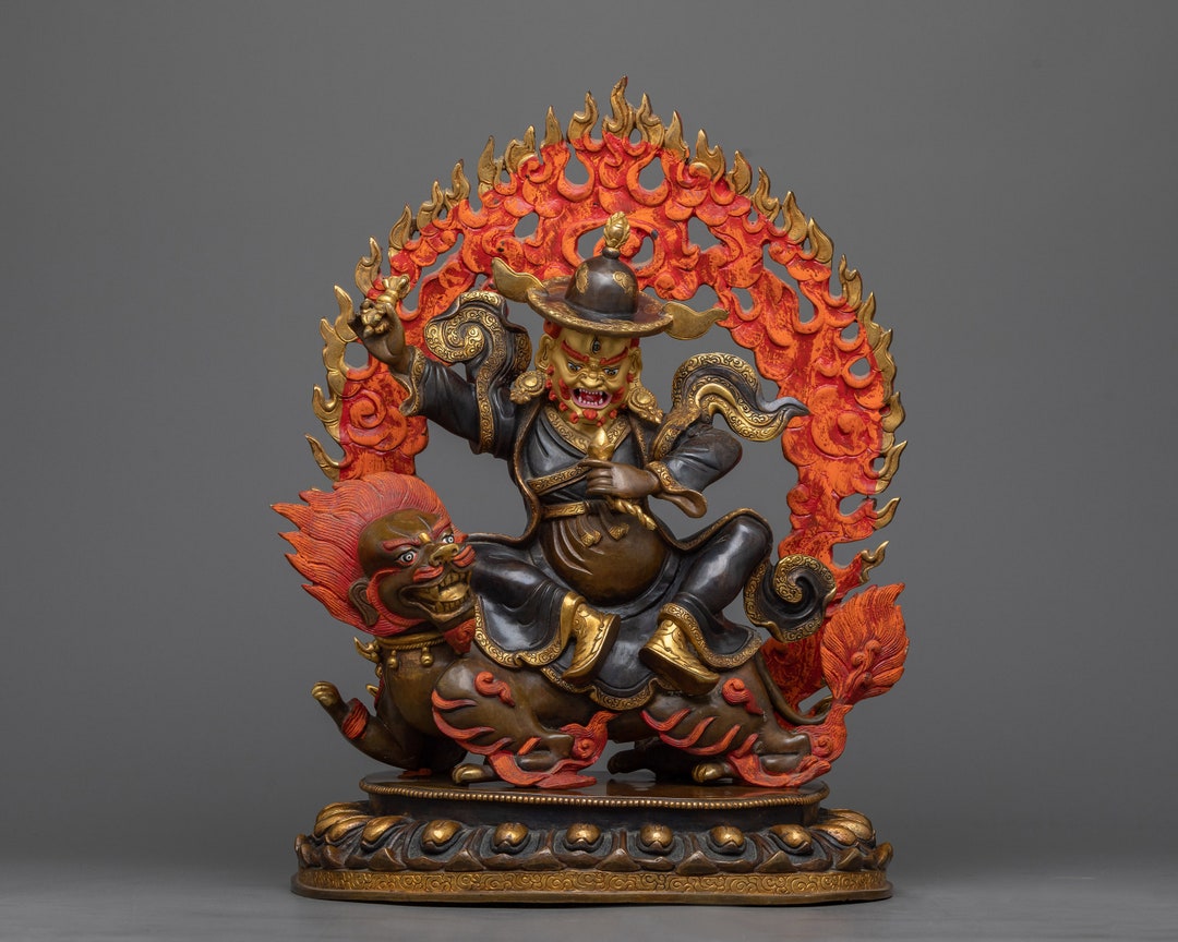 Dorje Legpa Dharma Protector Statue - Oxidized Copper Sculpture of the ...