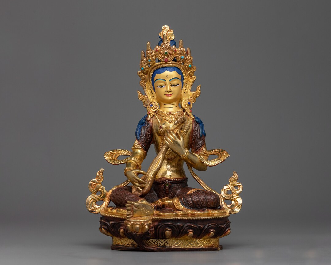 Small Saraswati Statue Spiritual Sculpture - 24K Gold Gilded & Acrylic ...
