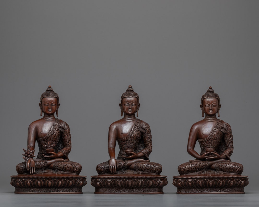 Three Wise Buddhas - Oxidized Copper Statue: Embrace Wisdom, Compassion ...