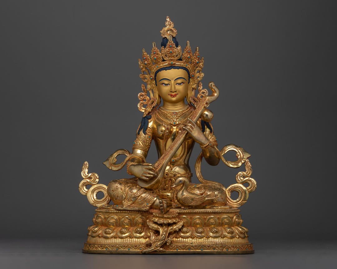 Saraswati, a Female Hindu Deity Statue | Embodiment of Knowledge and ...