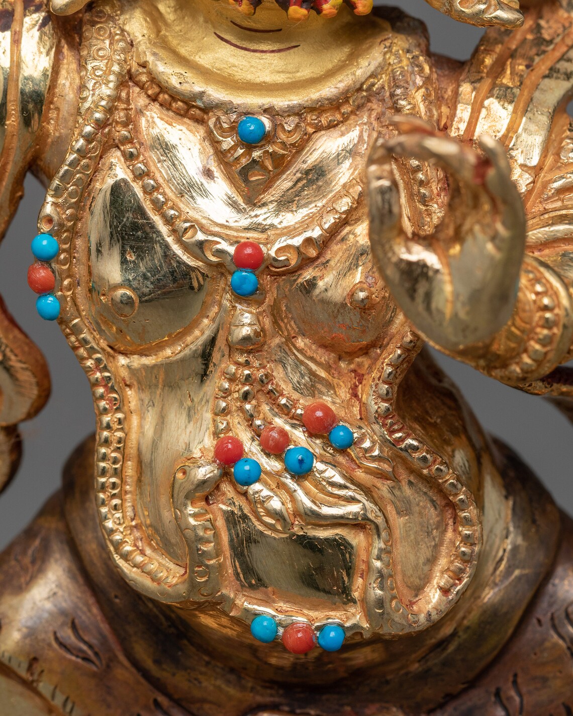 Vajrapani Buddha Statue in 24K Gold Gilded Oxidized Copper - Symbol of ...
