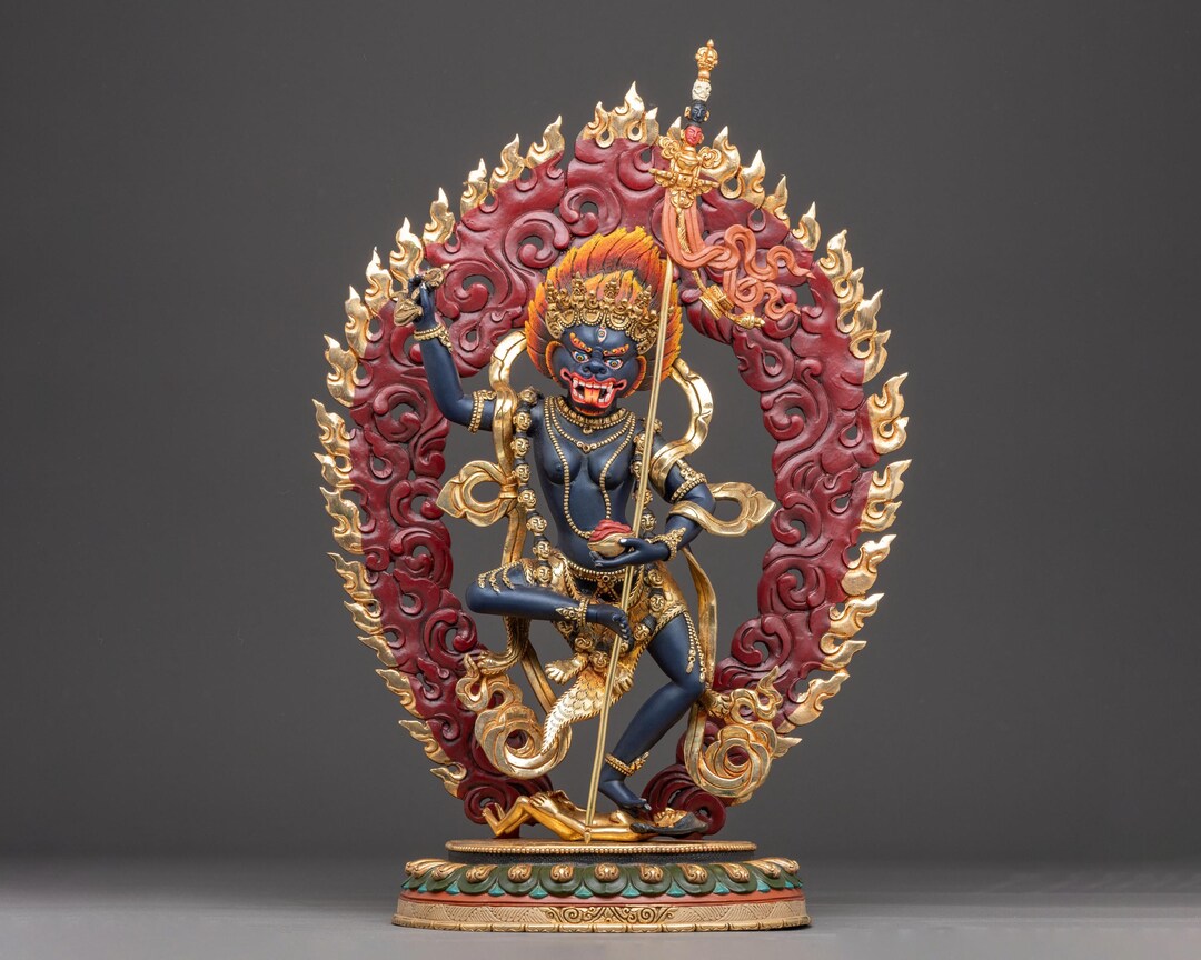 Handcrafted Dharma Protector Simhamukha Sculpture | Wrathful Guardian ...