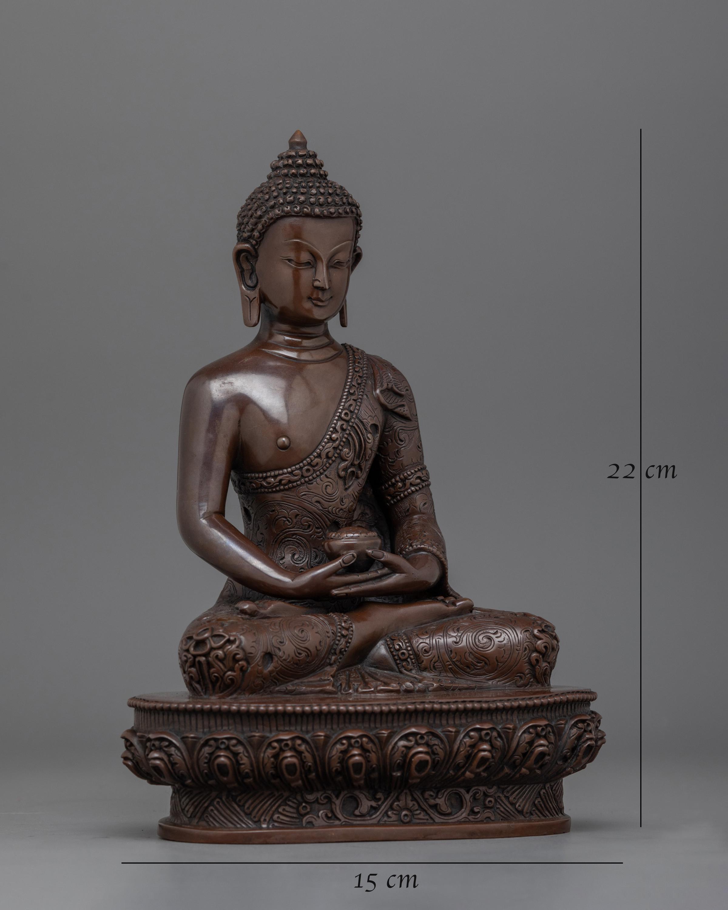 Amitabha Pure Land Buddha Statue | 8.7 Inches Oxidized Copper Buddhist ...