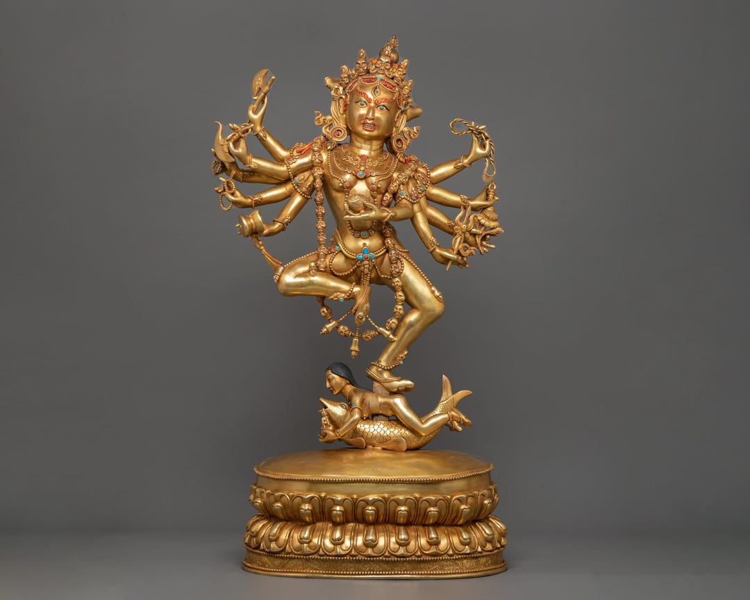 Beautiful Female Goddess Dakini | 24K Gold Gilded Statue | Fierce ...