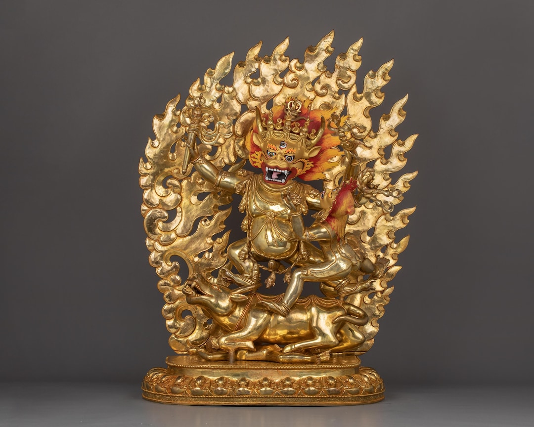 Handmade Statue of Yamantaka With Consort | 24k Gold Gilded and Copper ...