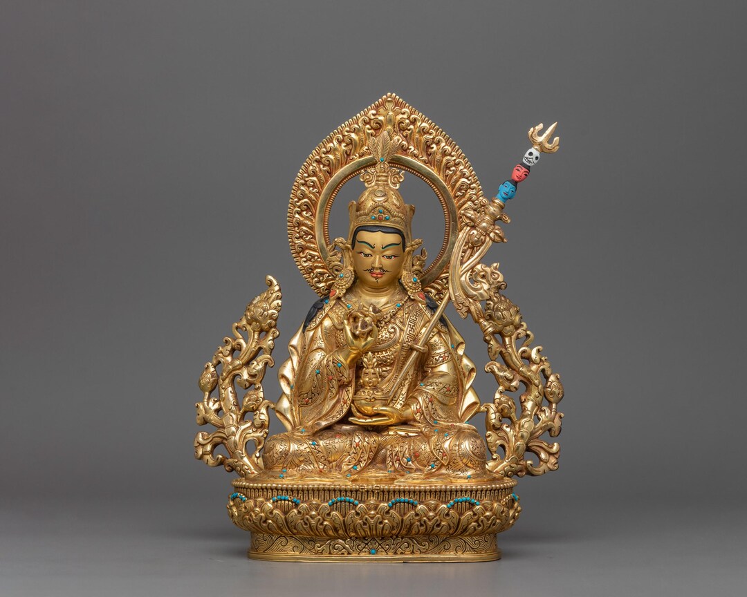 Himalayan Guru Tsokye Dorje Statue | Handcrafted 24K Gold Gilded Copper ...