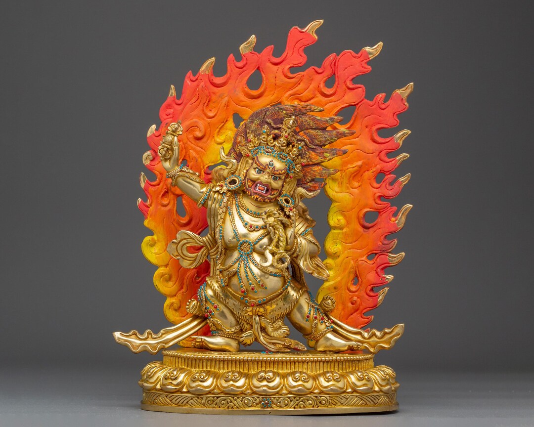 Handmade Vajrapani Golden Statue | Triple Layer 24K Gold Gilded Copper ...