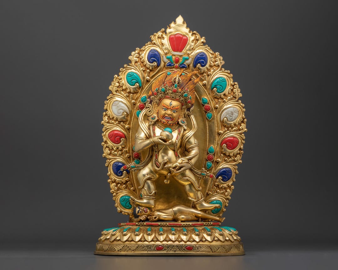 Black Dzambhala Dharma Protector Statue | 24K Gold Gilded Copper ...