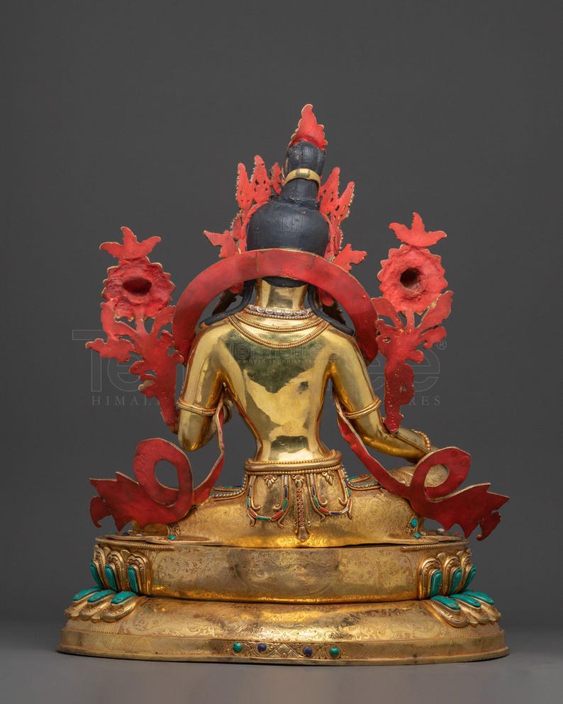 Green Tara Statue - Triple Layer of 24K Gold Gilding With Silver ...