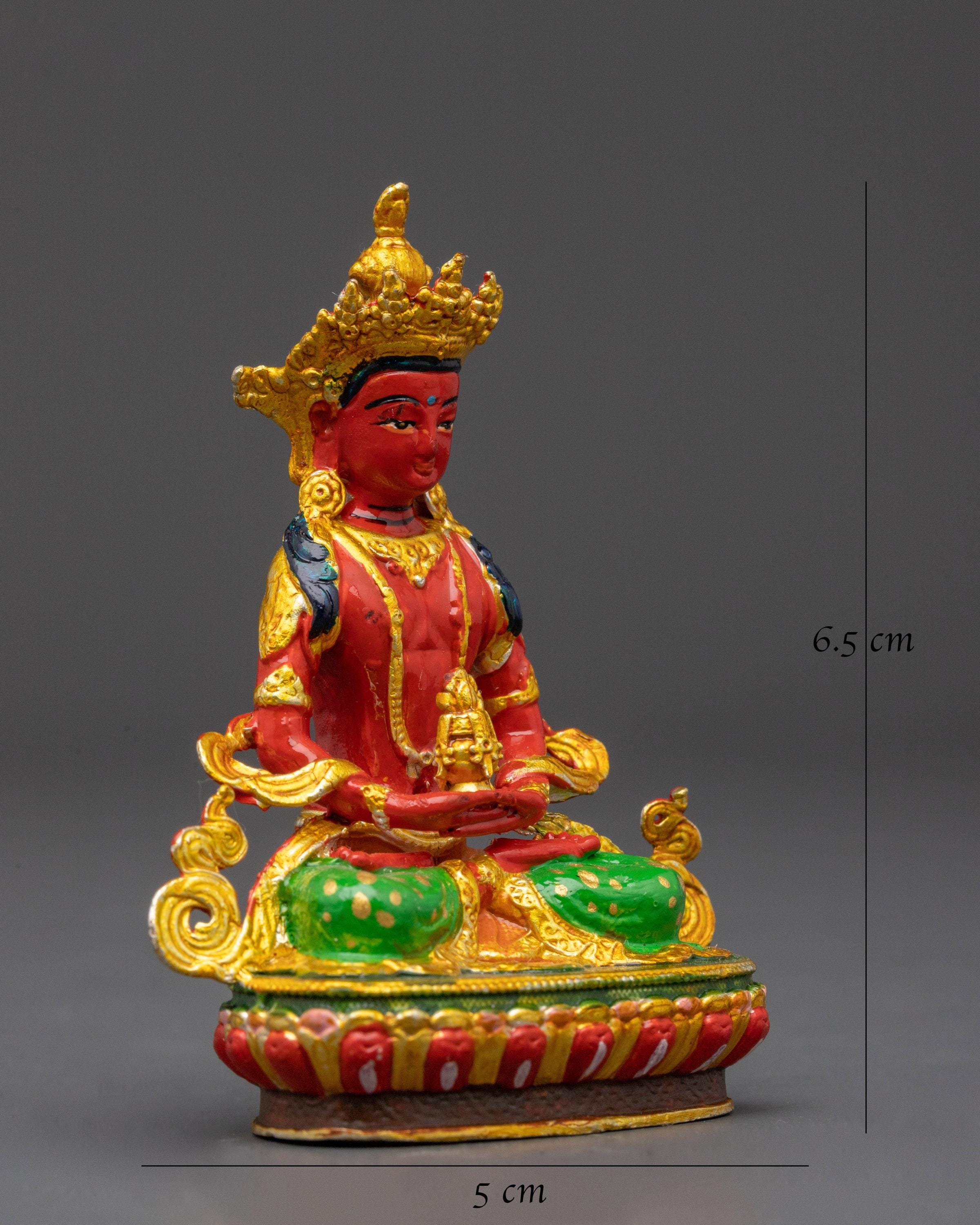 Gold Electroplated Amitayus Buddha With Five Jewel Crown | 2.6 Inches ...