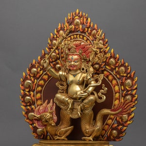 White Dzambhala Statuette | Buddhist Handmade Wrathful Wealth Deity ...