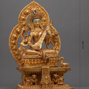The Hindu Goddess Saraswati Sculpture | Deity of Knowledge, Music, Art ...