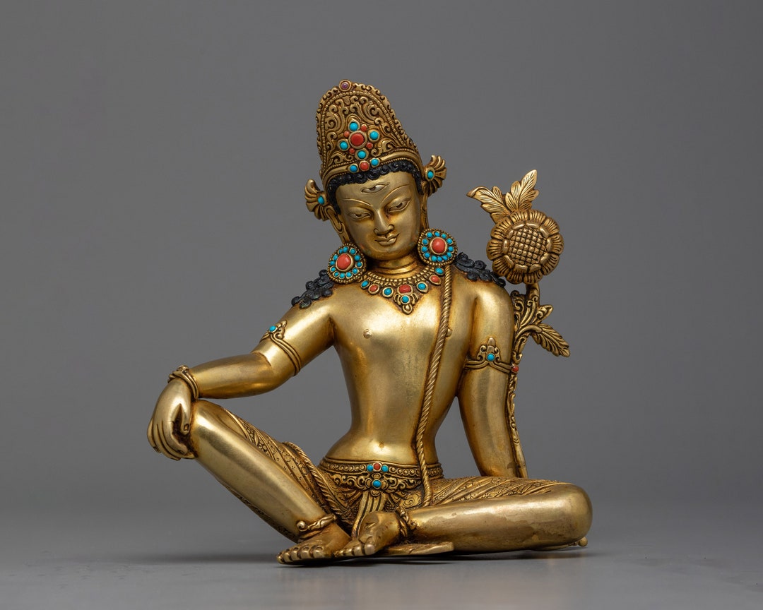 Elegant Indra the Lord of Heaven Statue | 24K Gold Gilded Bodhisattva ...