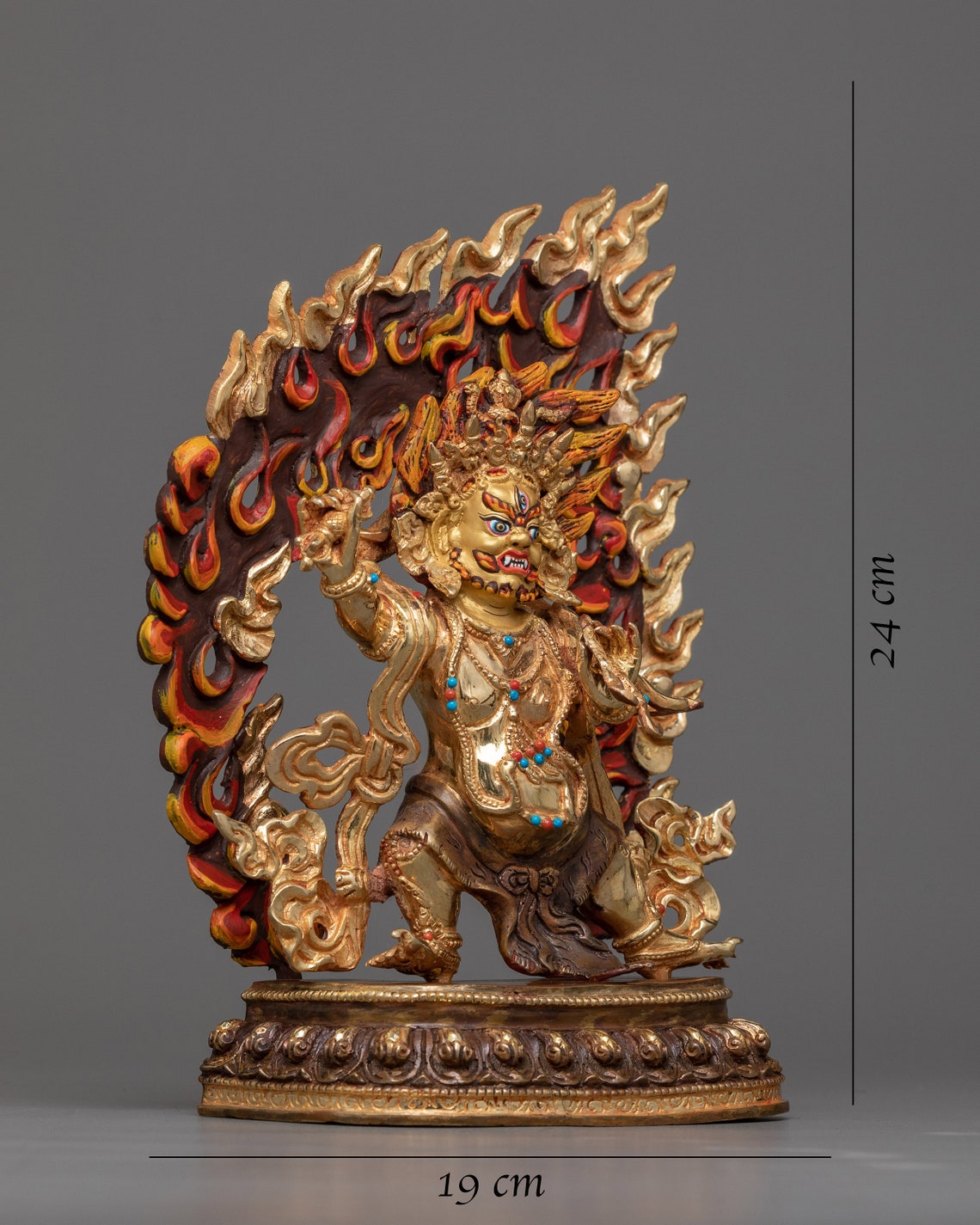 Vajrapani Buddha Statue in 24K Gold Gilded Oxidized Copper - Symbol of ...