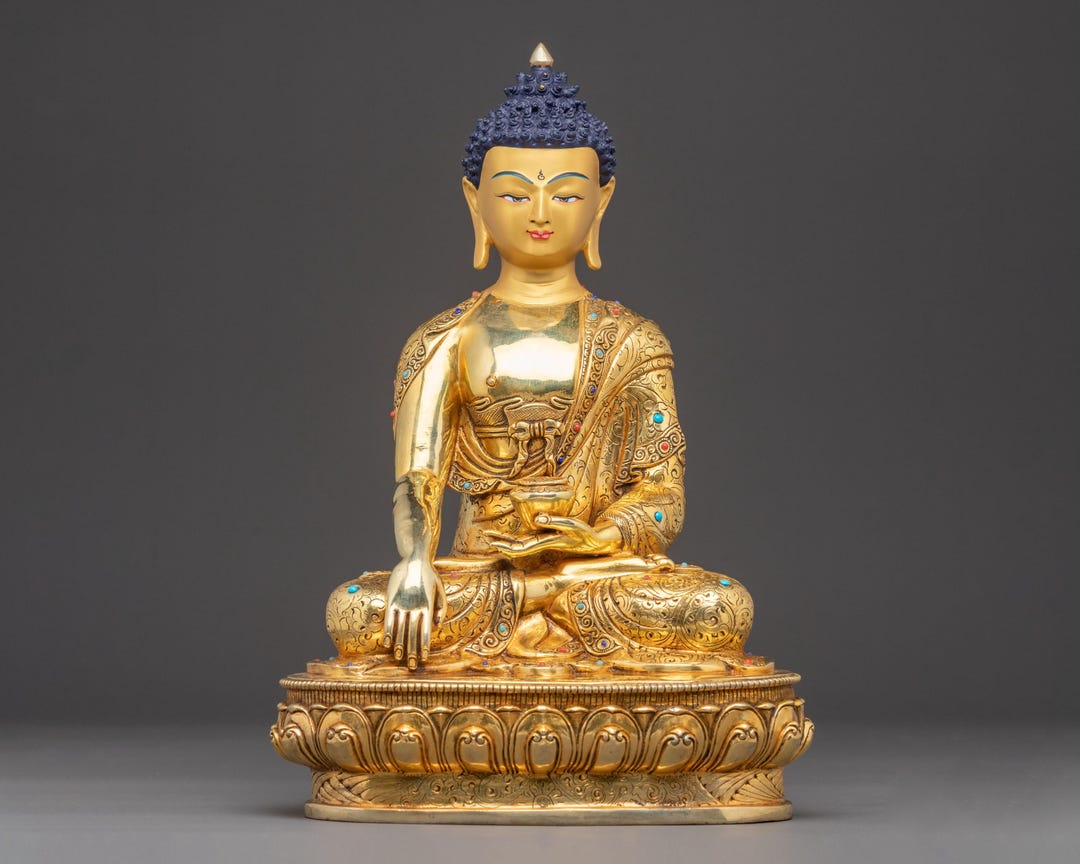 Handcrafted Copper Statue of Buddha Shakyamuni | Traditional Himalayan ...
