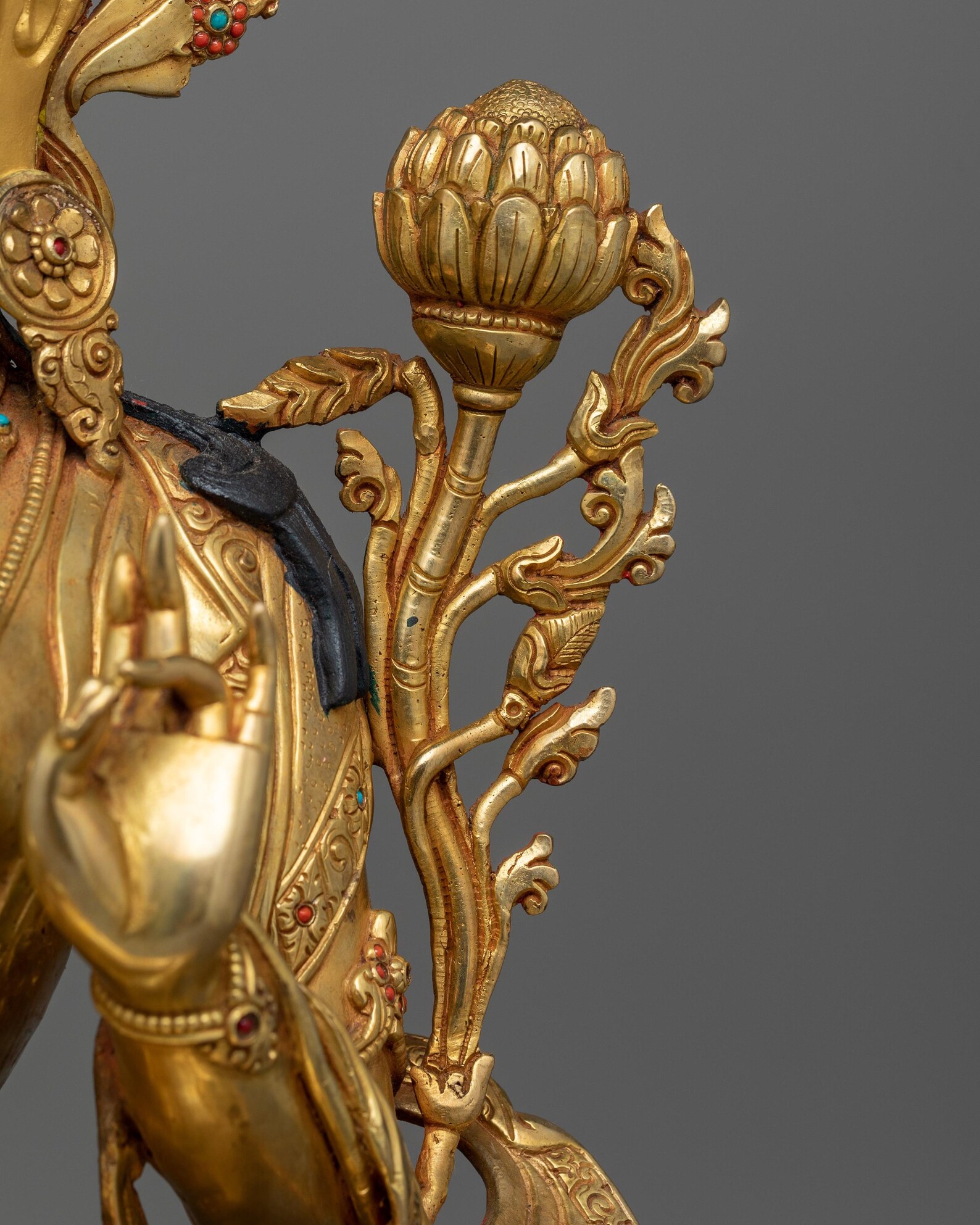Green Tara Gold-gilded 50cm Statue | A Radiant Symbol of Compassion and ...