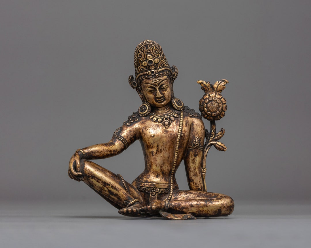 Lord Indra Statue 24K Gold Gilded With Antique Finish, Handcrafted ...