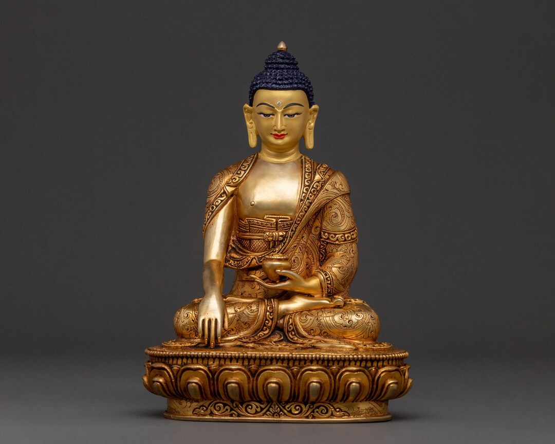 Enlightenment Shakyamuni Buddha 24k Gold Gilded Statue With Copper Body ...
